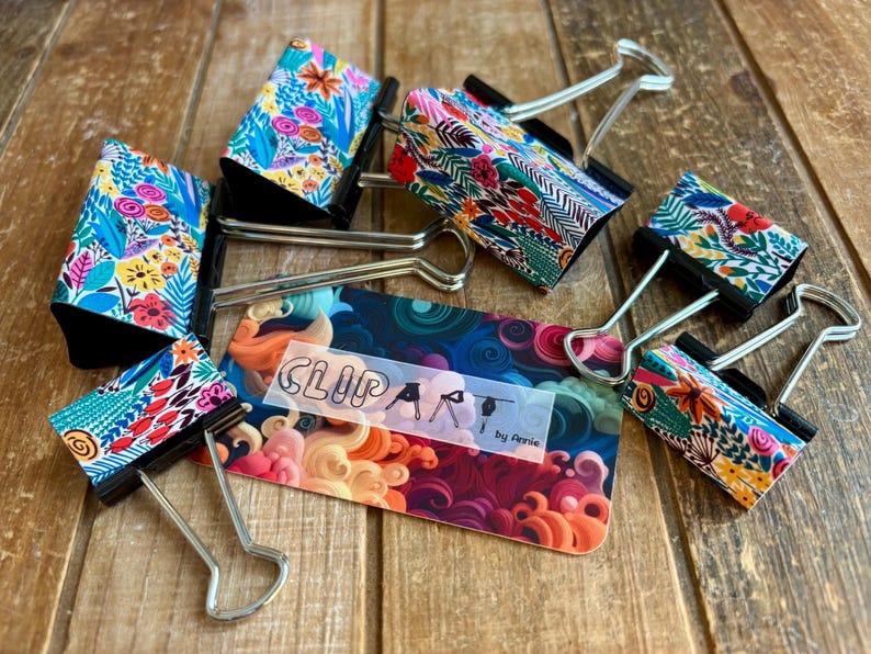 Binder Clip - Chaotic Floral | Flowers | Garden | Office Supply ...
