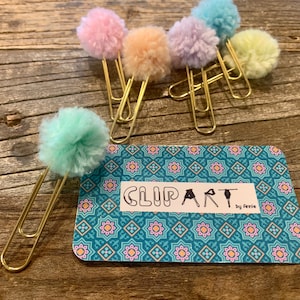 Pastel Pom Paper Clips | Set | Cute Bookmarks | Bullet Journal Page ...