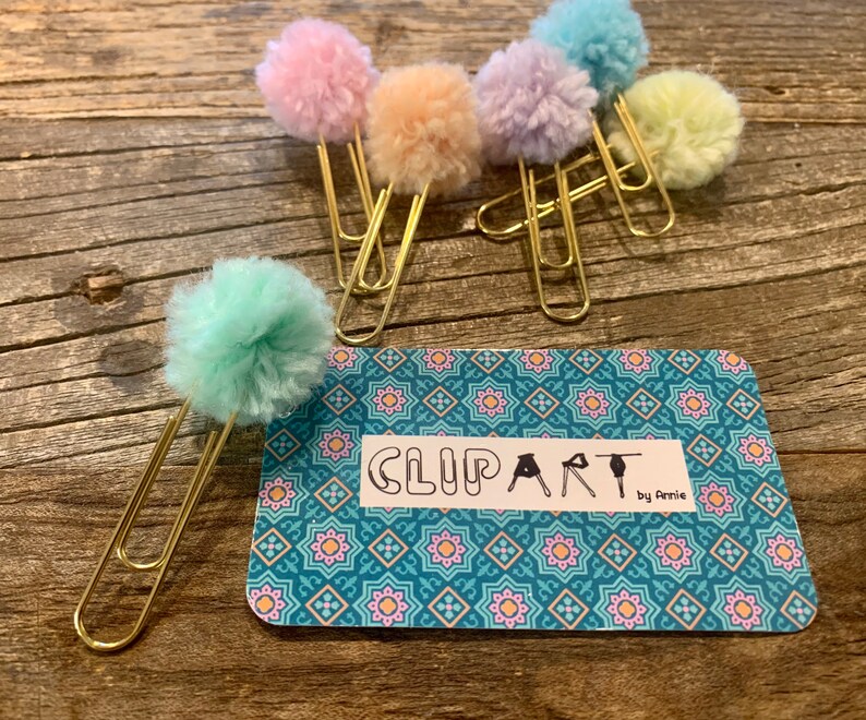 Pastel Pom Paper Clips Set Cute Bookmarks Bullet Journal - Etsy