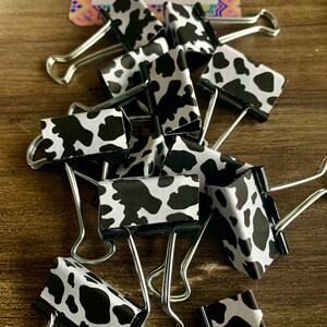 Binder Clip - Moo | Cow | Animal Print | Farm | Office Supply | School ...