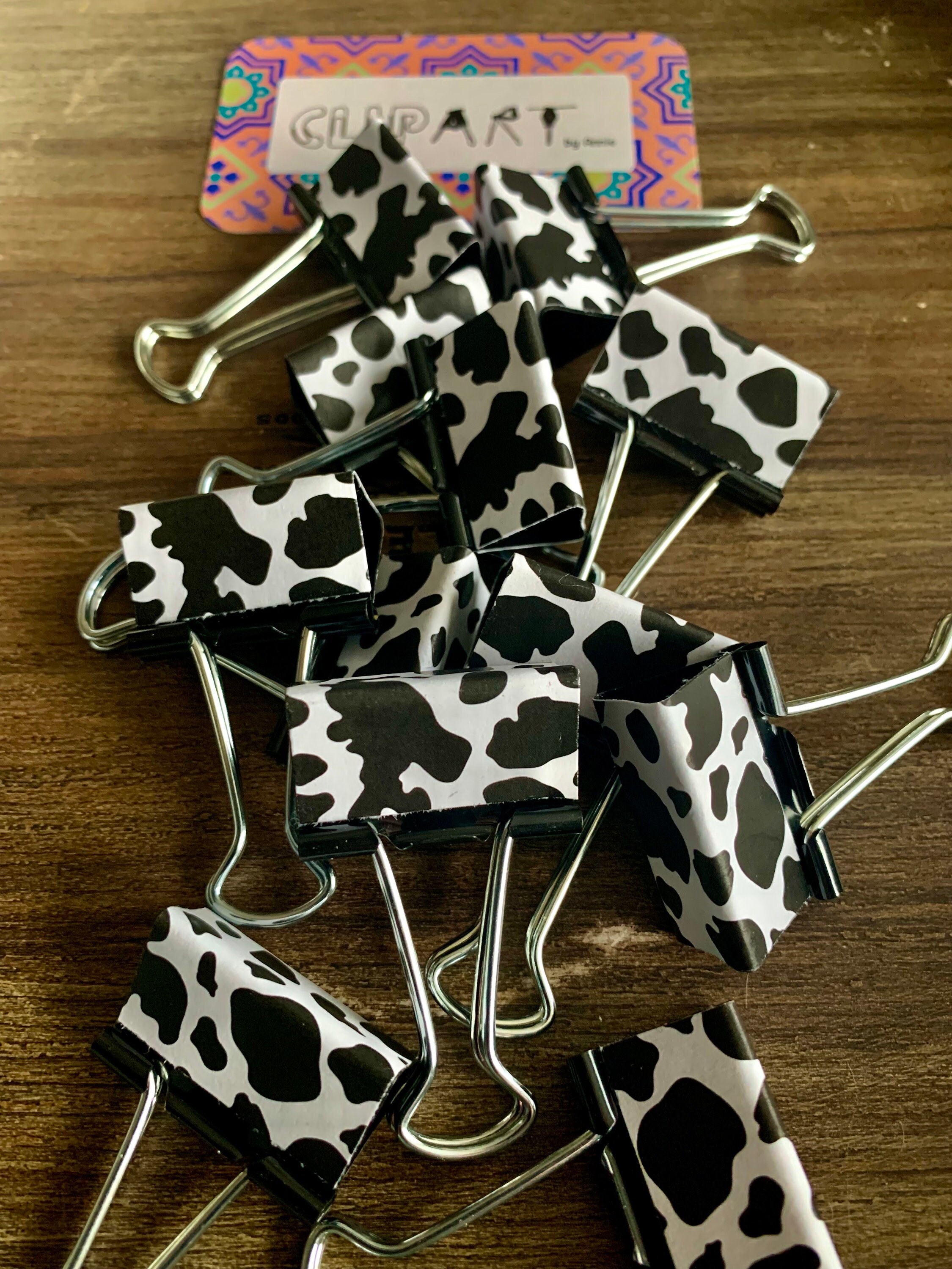 Binder Clip - Moo | Cow | Animal Print | Farm | Office Supply | School ...