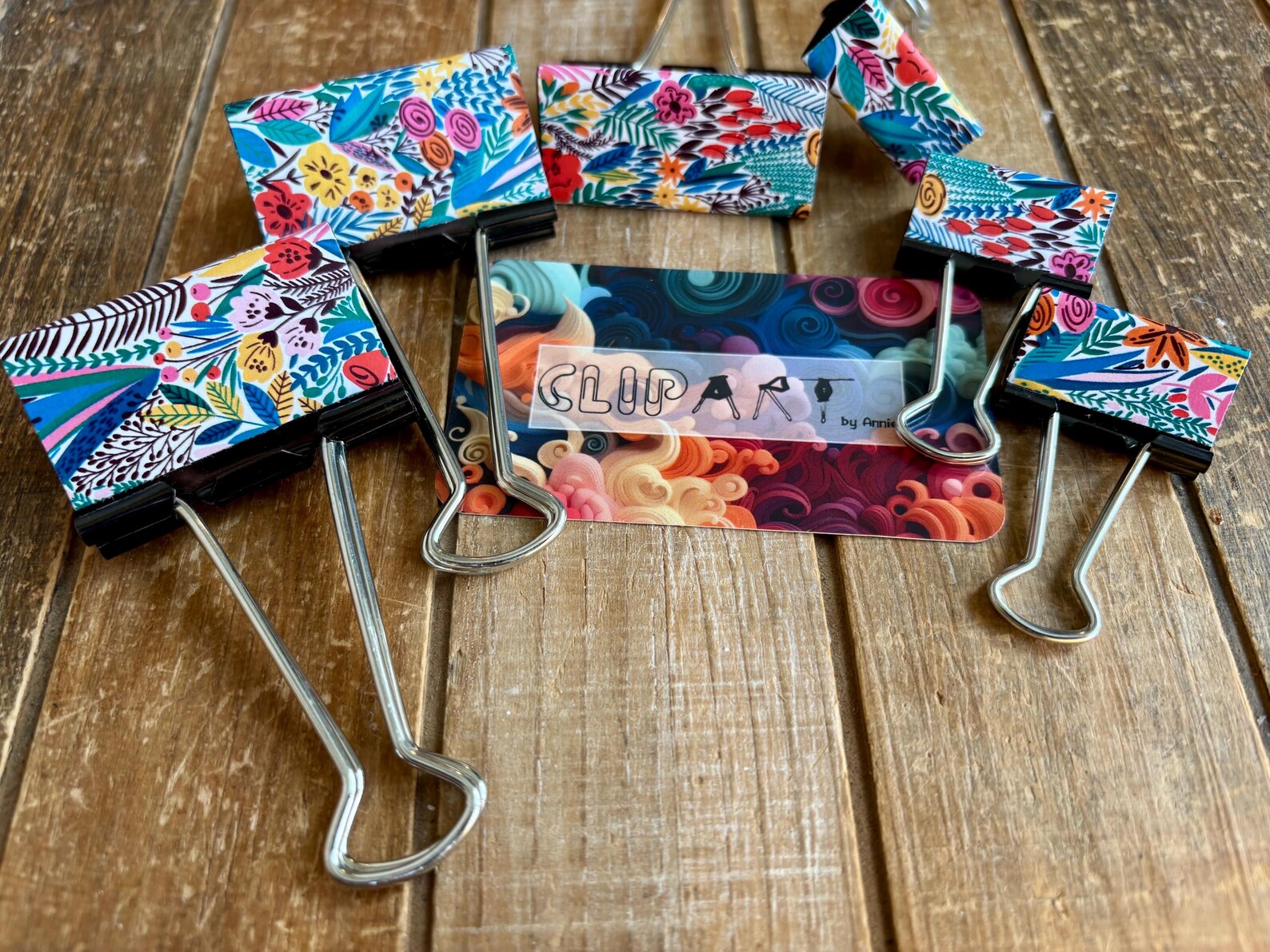 Binder Clip - Chaotic Floral | Flowers | Garden | Office Supply ...