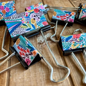 Binder Clip - Chaotic Floral | Flowers | Garden | Office Supply ...