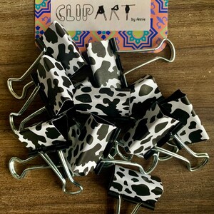 Binder Clip - Moo | Cow | Animal Print | Farm | Office Supply | School | Journal | WFH | Work ...