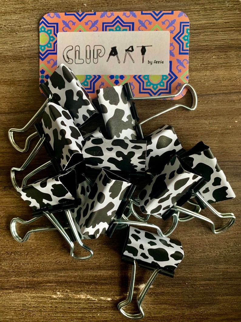 Binder Clip - Moo | Cow | Animal Print | Farm | Office Supply | School ...