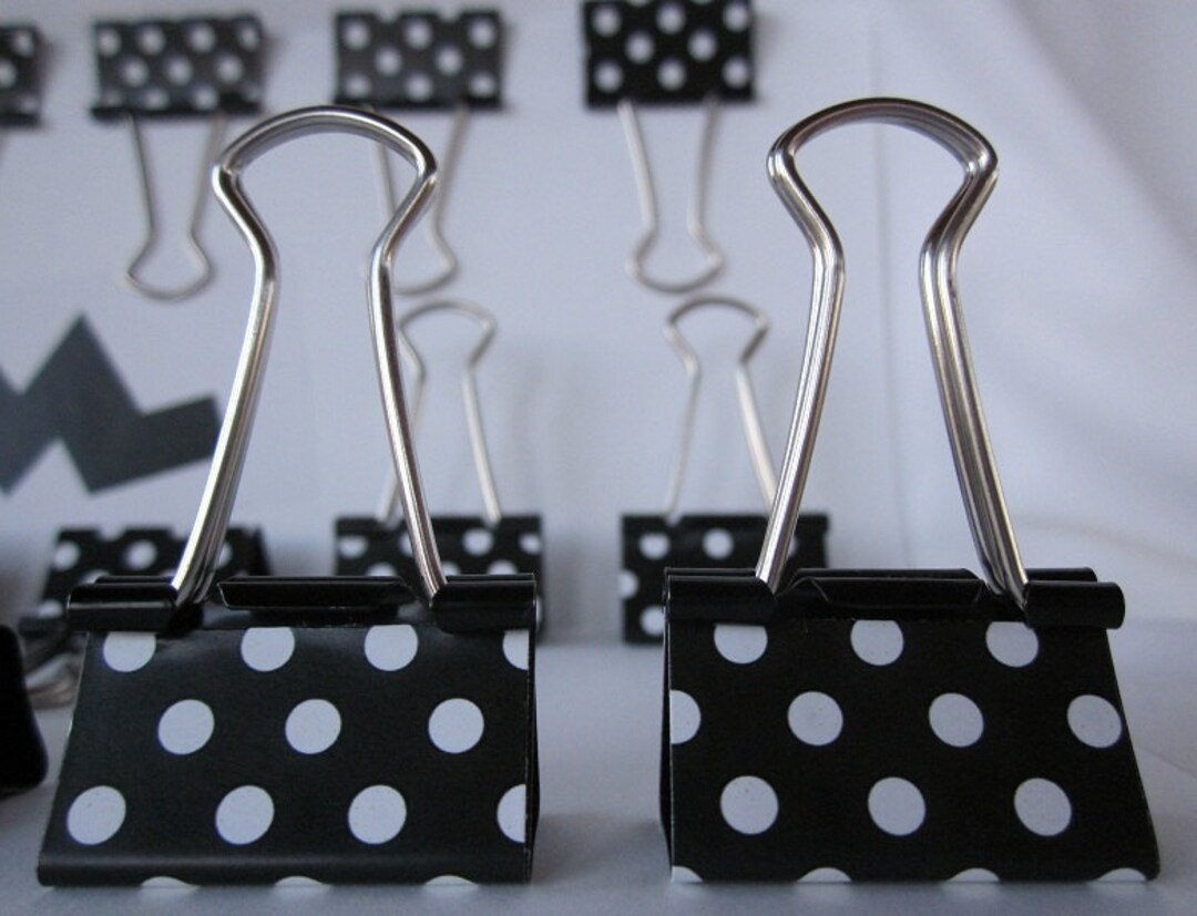 Binder Clips Classic Polka Dots Black & White Preppy Journal School ...