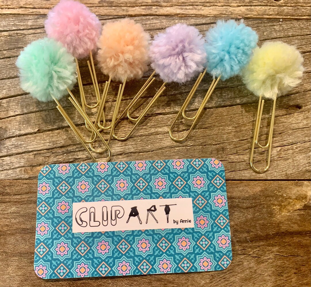 Pastel Pom Paper Clips | Set | Cute Bookmarks | Bullet Journal Page ...