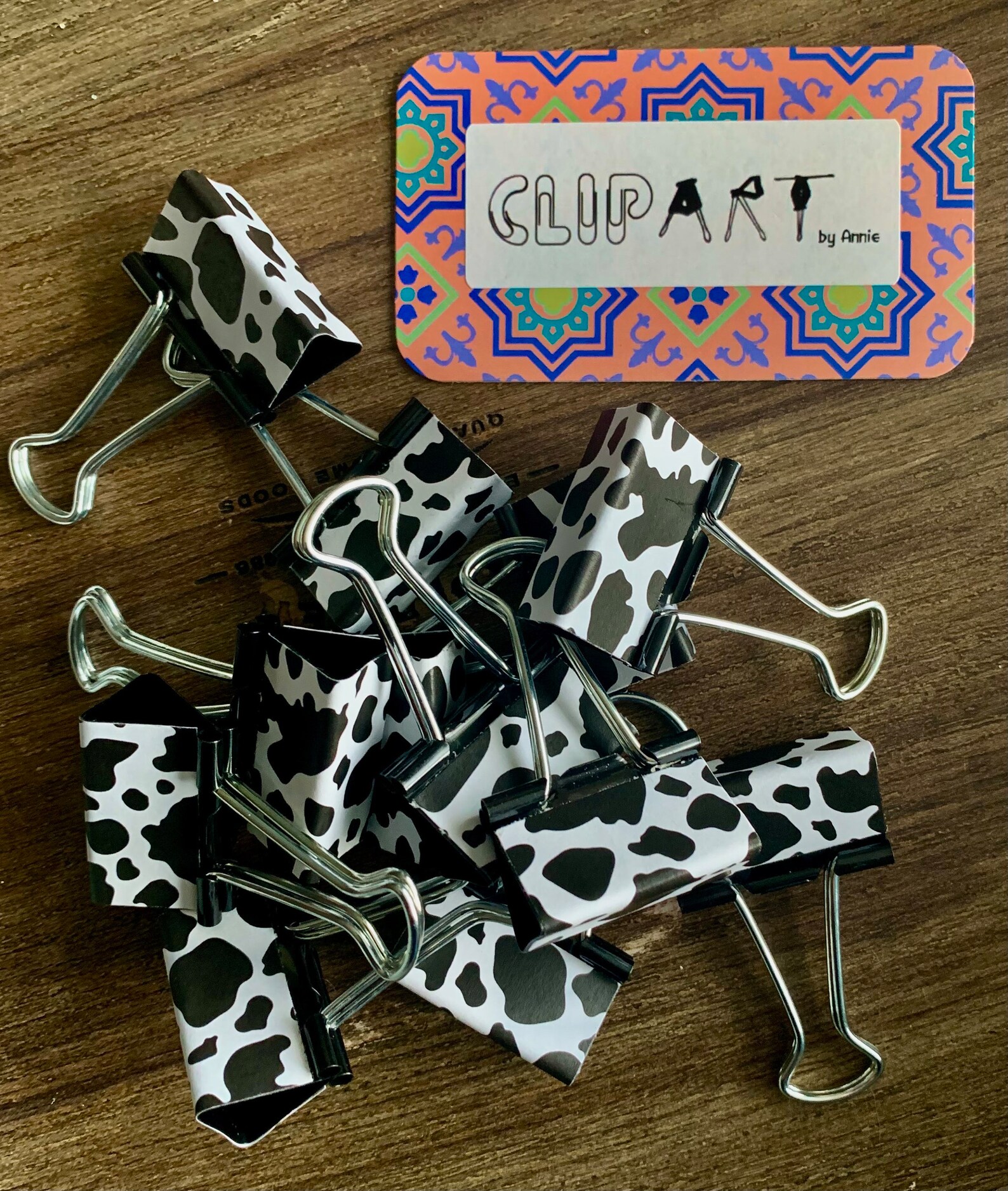 Binder Clip - Moo | Cow | Animal Print | Farm | Office Supply | School ...
