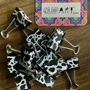 Binder Clip - Moo | Cow | Animal Print | Farm | Office Supply | School ...