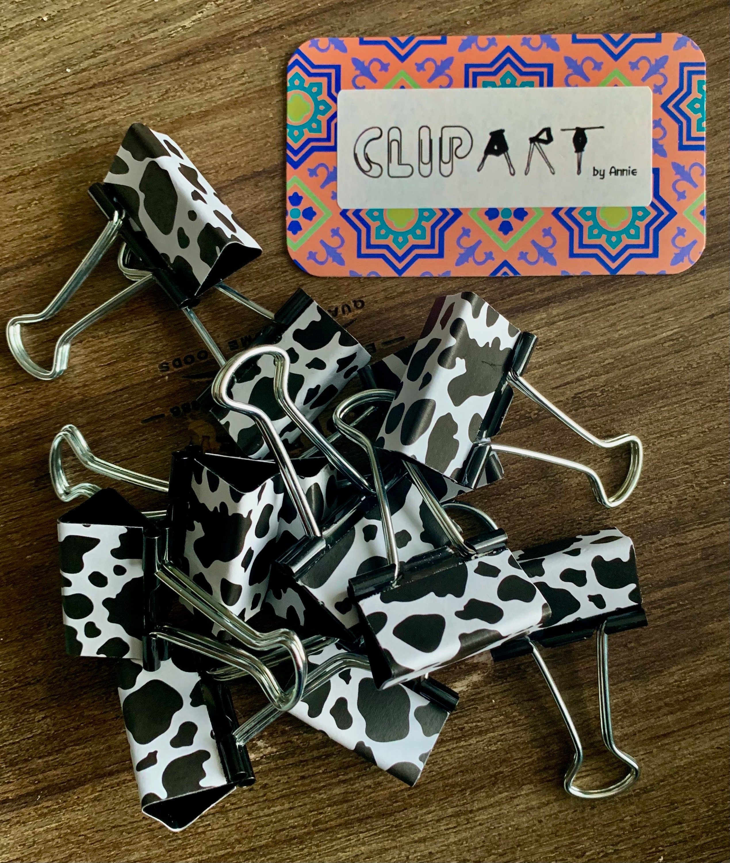 Binder Clip - Moo | Cow | Animal Print | Farm | Office Supply | School ...