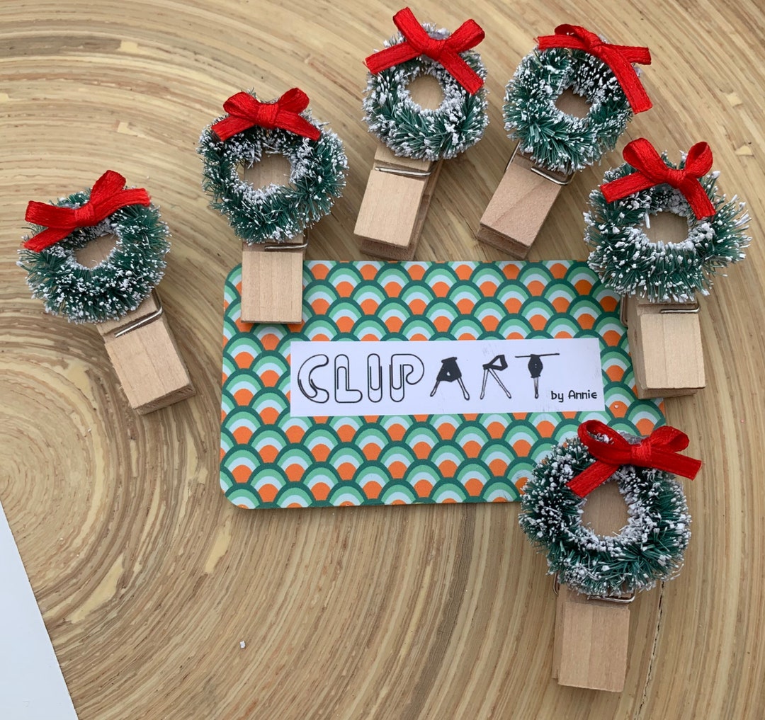 Mini Wreath Clothespins | Set of 6 | Christmas Clothespins | Wreath ...