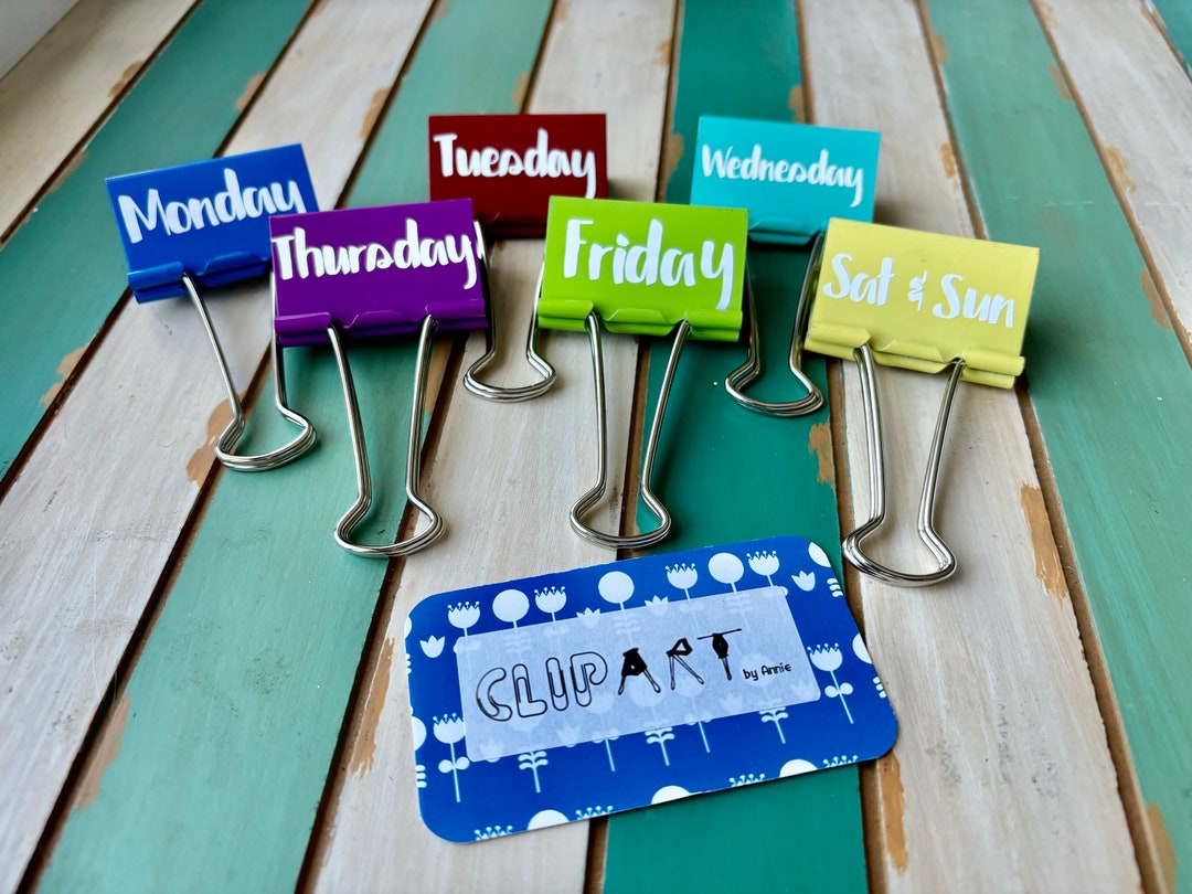 Binder Clips | Days of the Week (6) | Office | School | Journal | Work ...