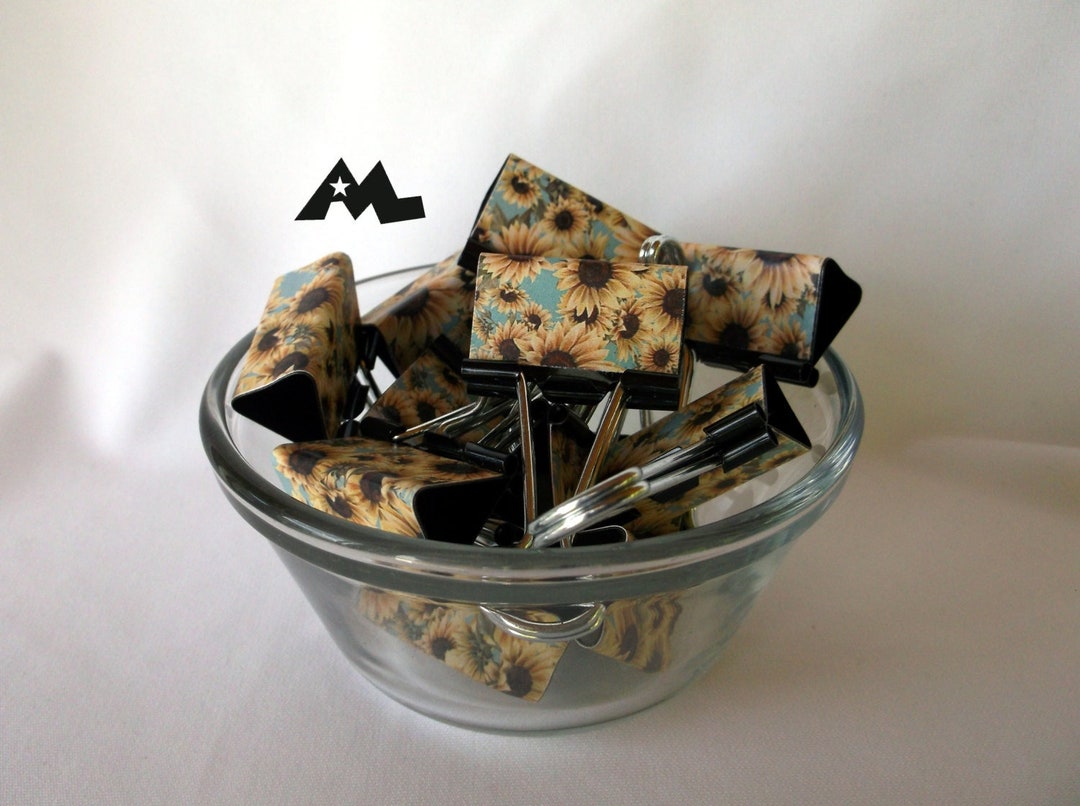 Binder Clips | Daisy Mae | Sunflowers | Office | School | Teacher Gift | Floral Clip | Planner ...