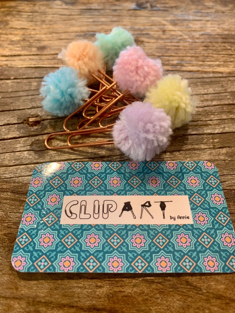 Pastel Pom Paper Clips Set Cute Bookmarks Bullet Journal - Etsy