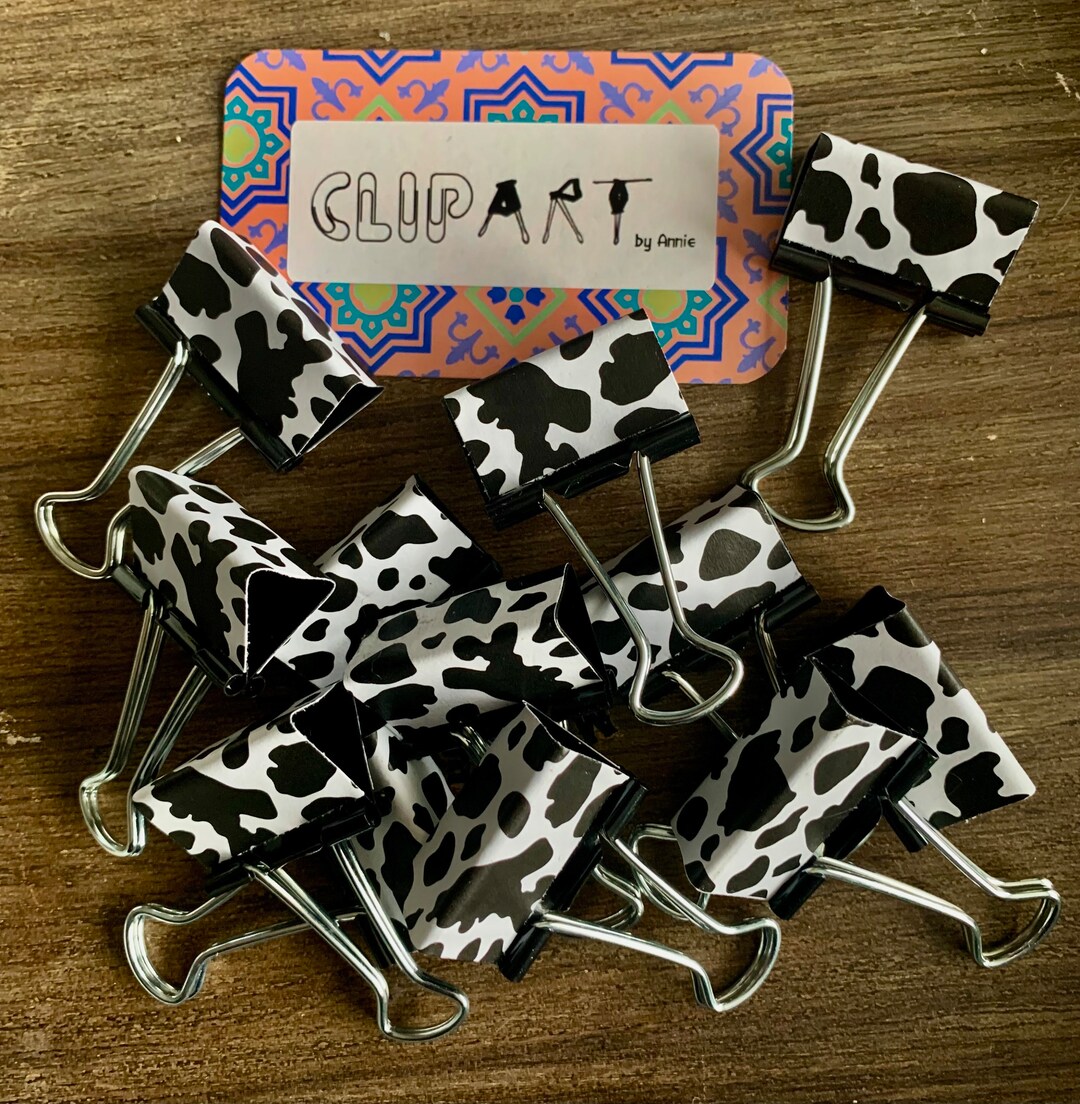 Binder Clip - Moo | Cow | Animal Print | Farm | Office Supply | School ...