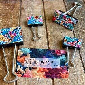 Binder Clip - Chaotic Floral | Flowers | Garden | Office Supply ...