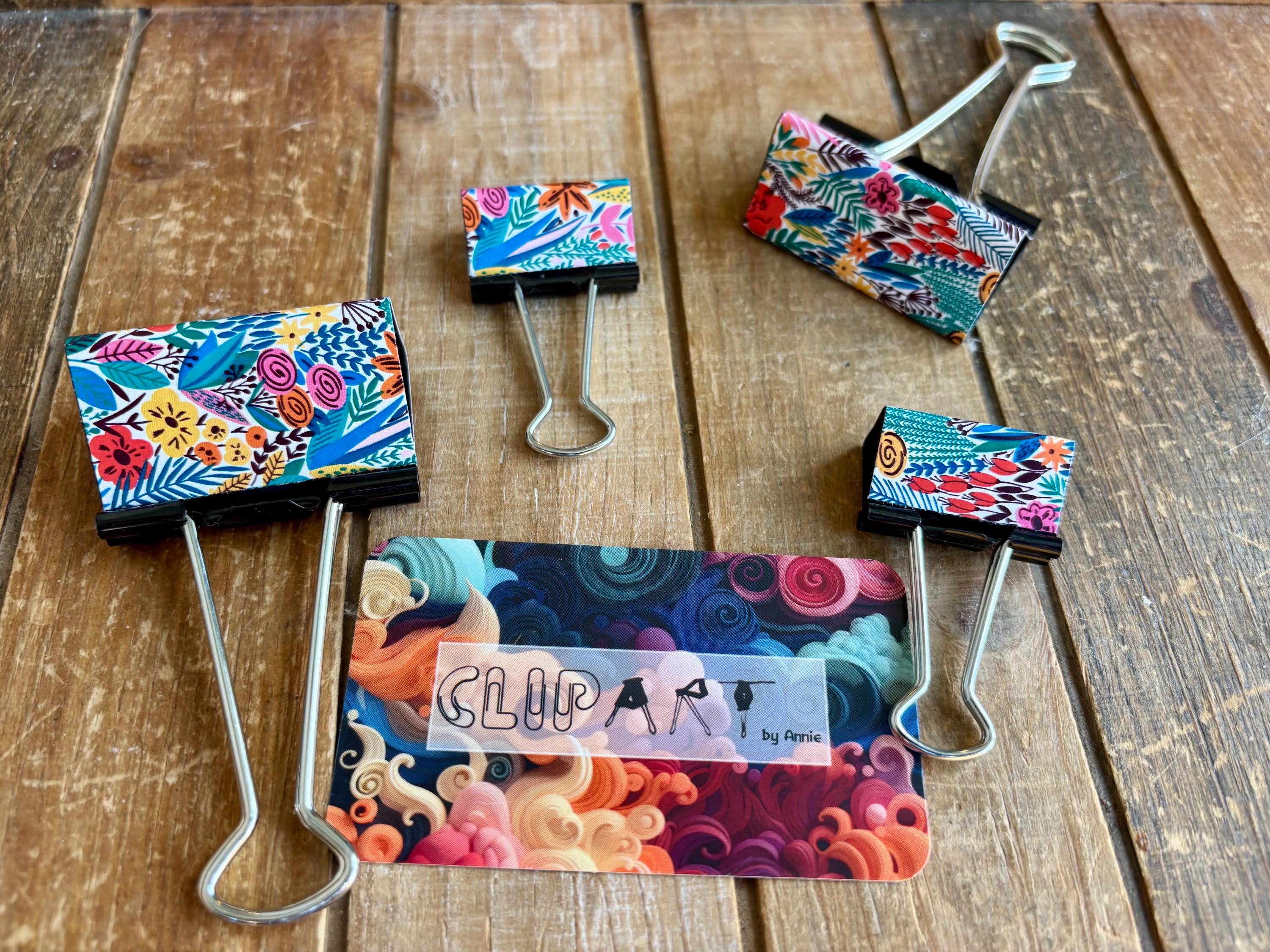 Binder Clip - Chaotic Floral | Flowers | Garden | Office Supply ...
