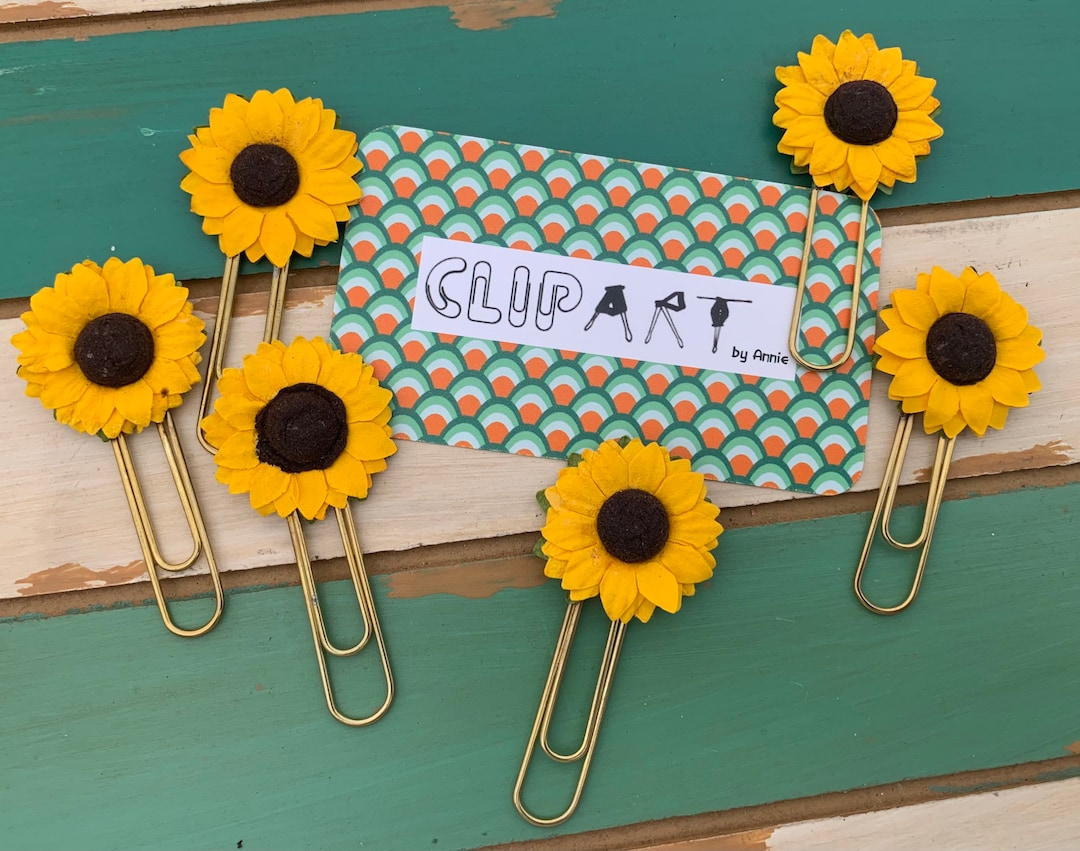 Sunflower Paper Clips | Cute Bookmarks | Bullet Journal Page Marker ...