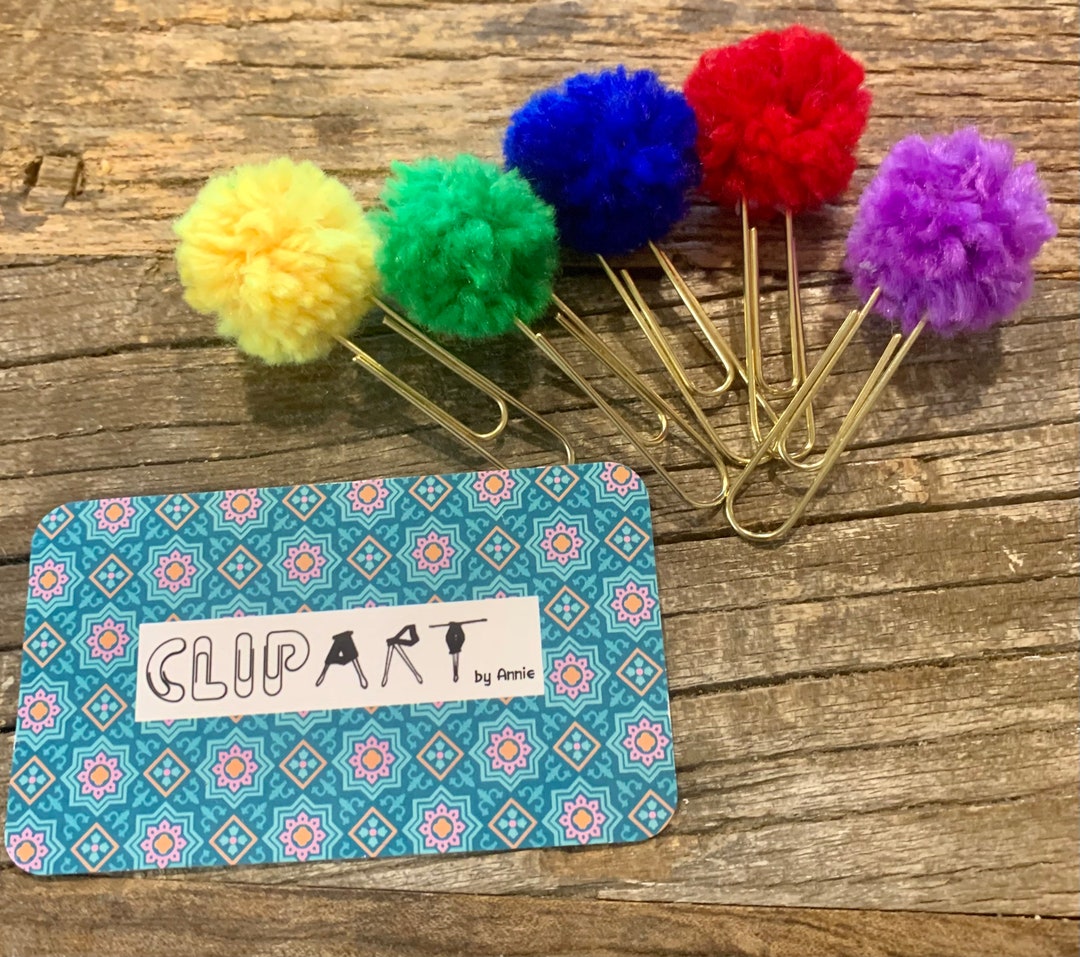 Primary Pom Paper Clips Set Cute Bookmarks Bullet Journal Page Marker ...