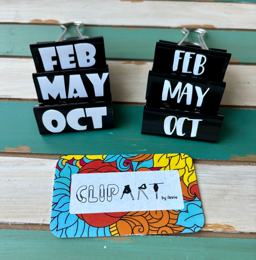 Binder Clips Months Office School Journal Work From Home Teacher ...