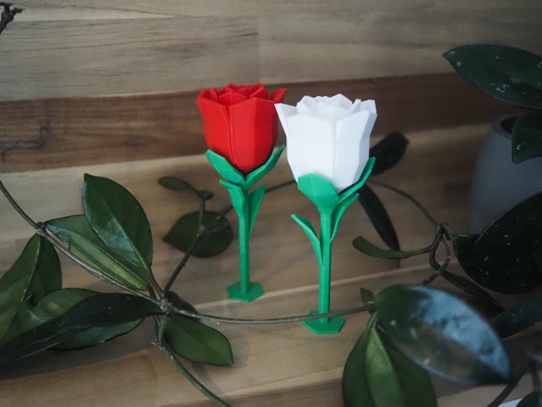 Red Rose White Rose Low Poly Rose 3D Printed - Etsy
