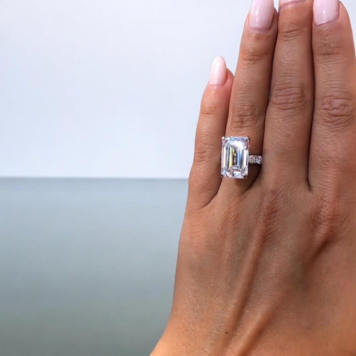10CT Emerald Cut Moissanite Engagement Ring A One of a Kind 10CT ...