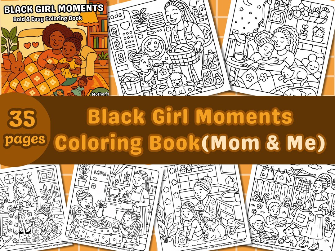 35 Black Girl Moments Coloring Pages| Mom & Me Coloring Book|mother’s ...