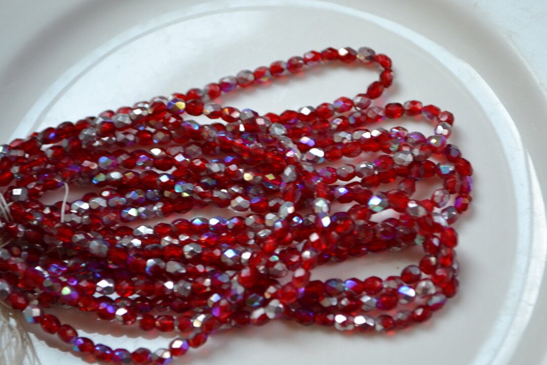 Ruby Red AB 4mm Faceted Czech Glass Beads 50 - Etsy