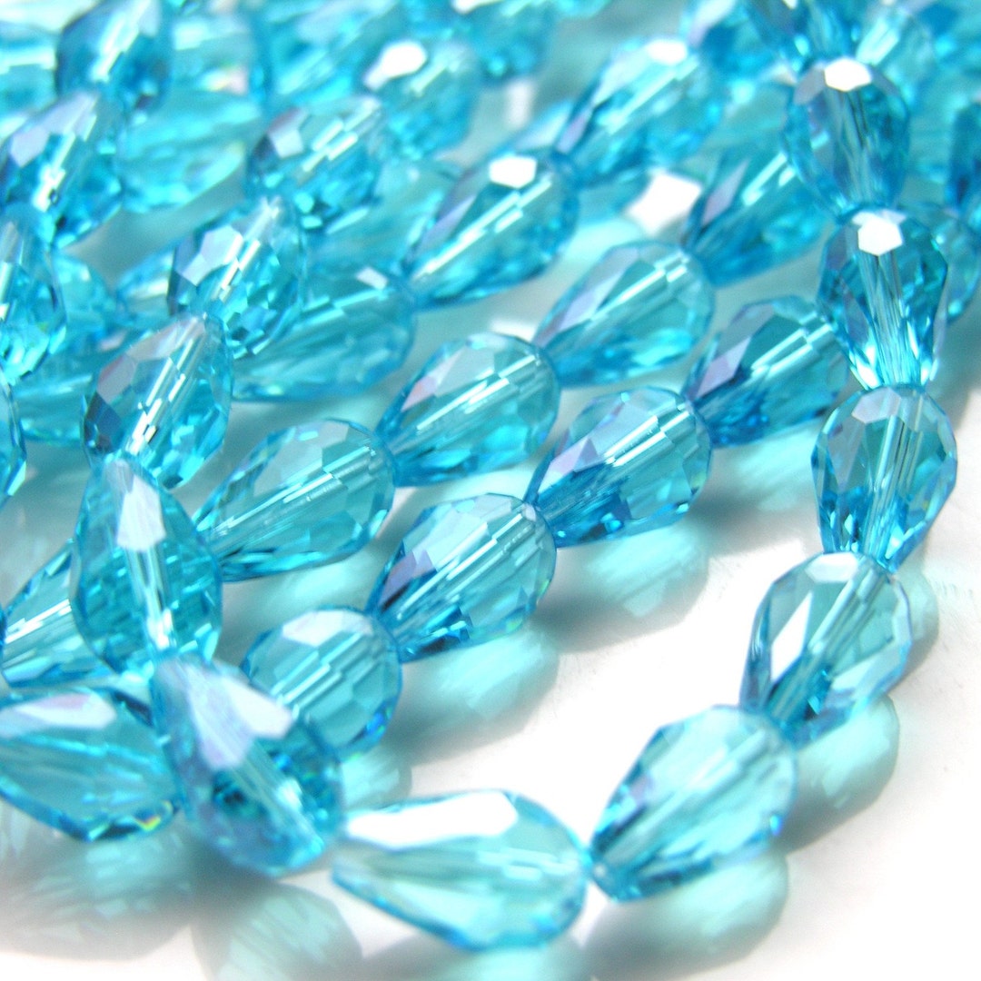 Turquoise Blue Faceted Long Drilled Crystal Teardrop Beads 6 - Etsy