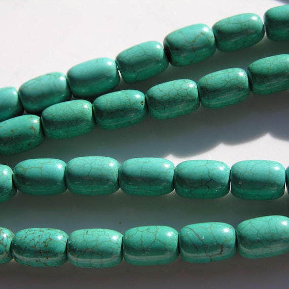 Deep Turquoise Blue Barrel Beads FULL STRAND - Etsy