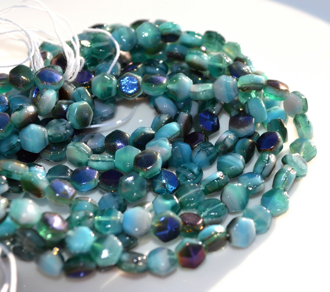 Deep Ocean Blue 5mm Nailhead, Czech Glass Beads 25 - Etsy