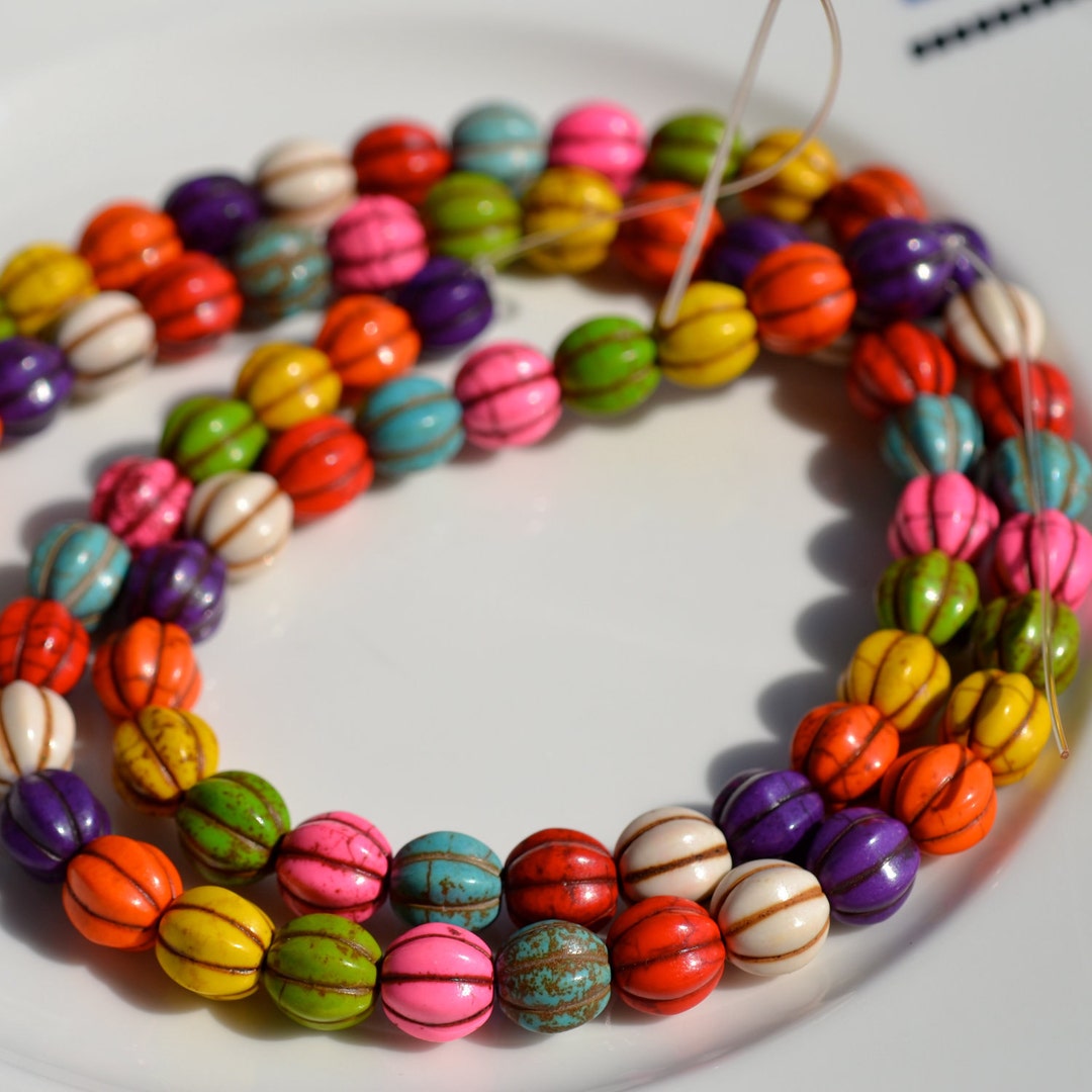 Multi Color Magnesite Turquoise Melon Round Beads FULL STRAND - Etsy