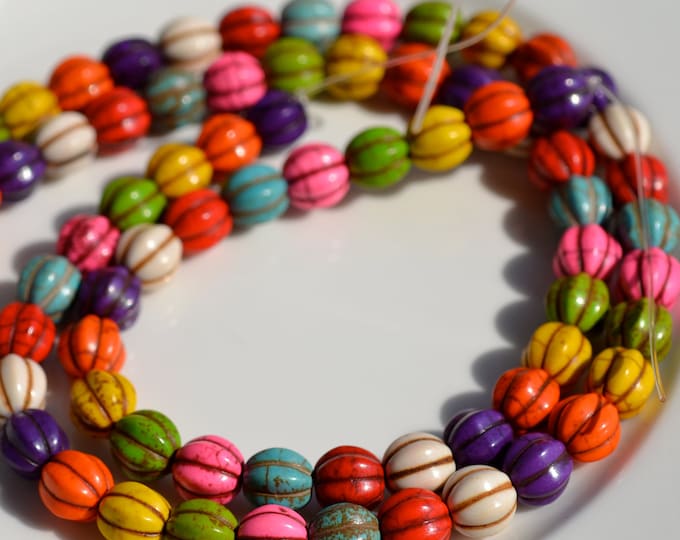 Multi Color Magnesite Turquoise Melon Round Beads FULL STRAND - Etsy