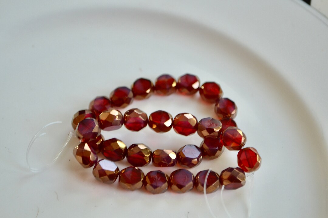 Christmas Ruby Red With Gol Edge 8mm Faceted Coin Beads 15 - Etsy