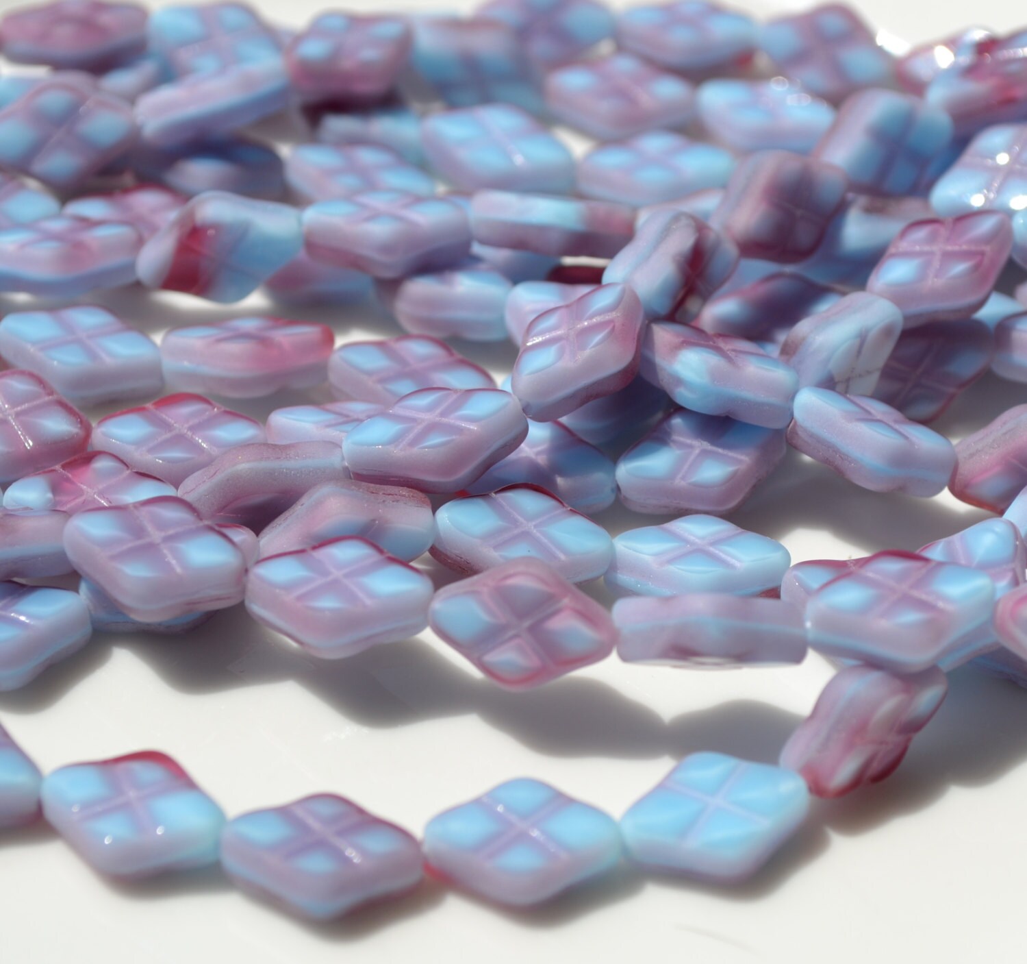 Blue Raspberry Etched Diamond Czech Glass Beads 15 - Etsy