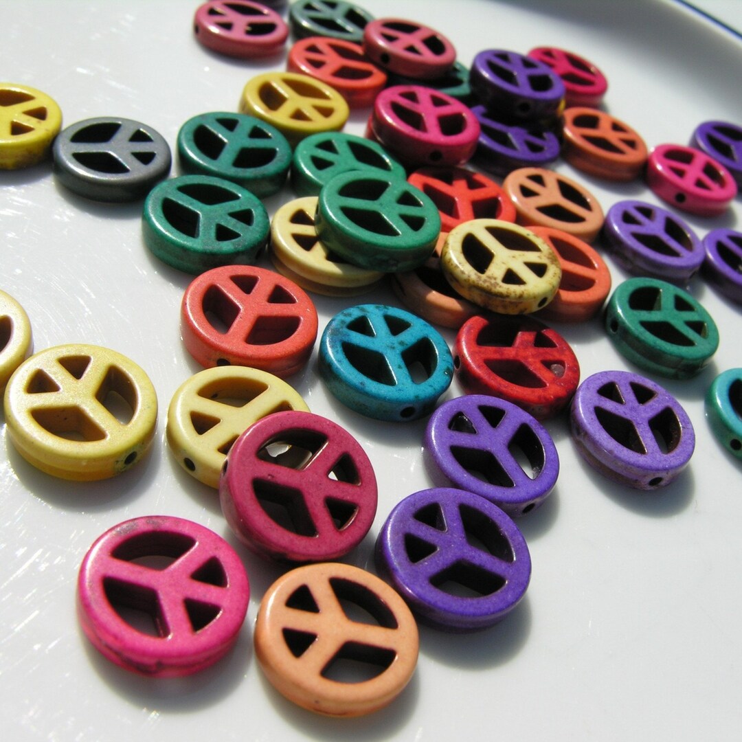 Colorful Turquoise Peace Sign Beads 6 - Etsy