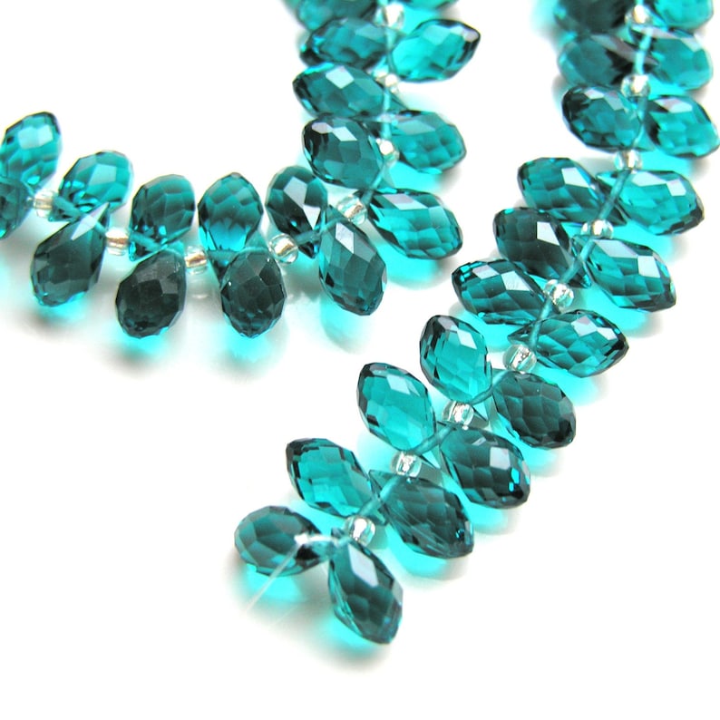 Gorgeous Deep Teal Faceted Crystal Briollette Beads 10 | Etsy
