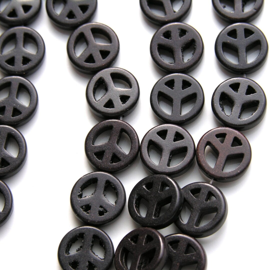 Dark Brown Wood Peace Sign Round Beads 6 - Etsy