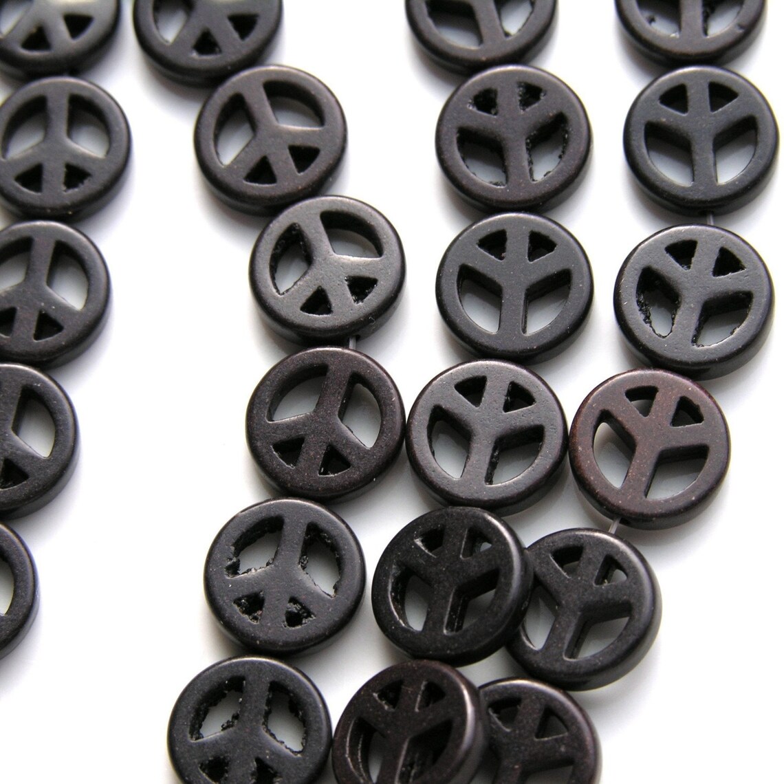 Dark Brown Wood Peace Sign Round Beads 6 - Etsy