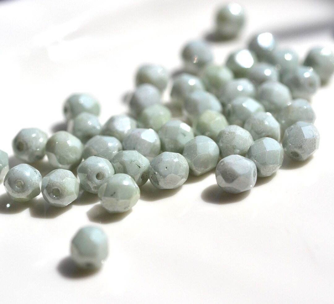 Pale Mint Green Luster 6mm Fire Polish Round Czech Glass Beads 25 - Etsy