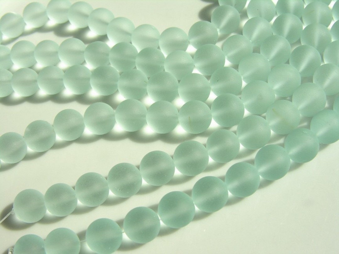 Aqua Sea Glass 8mm Rounds - Etsy