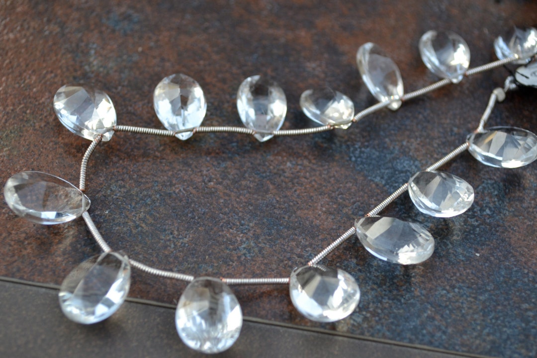 AAA Rock Crystal Pan Cut Faceted Pear Briolette Bead One - Etsy