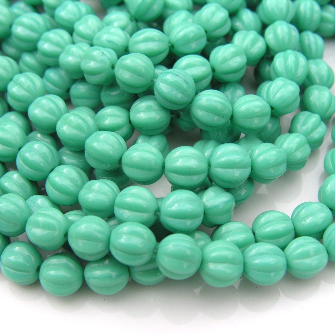 Turquoise Melon Rounds 8mm Czech Glass 25 - Etsy