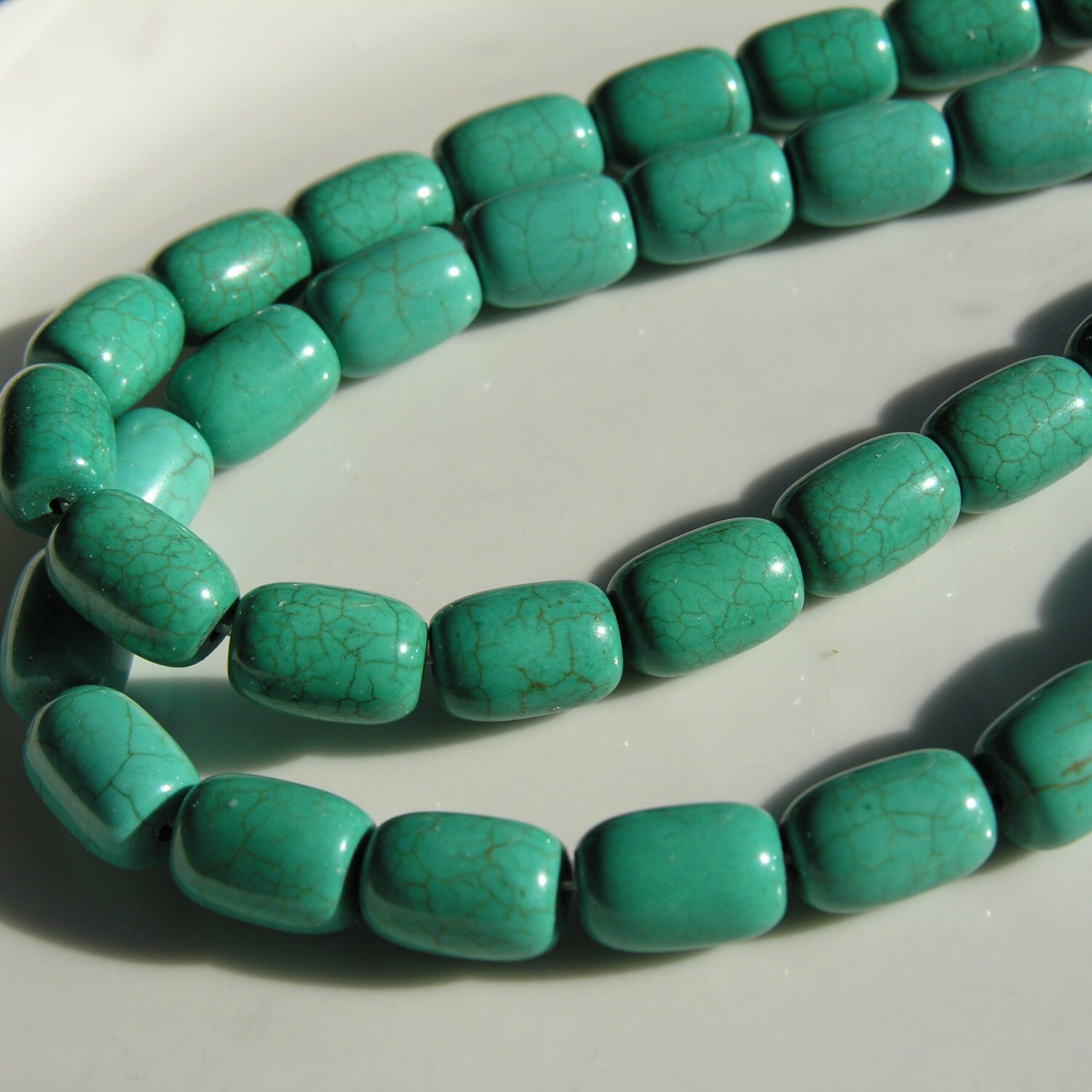 Deep Turquoise Blue Barrel Beads FULL STRAND - Etsy