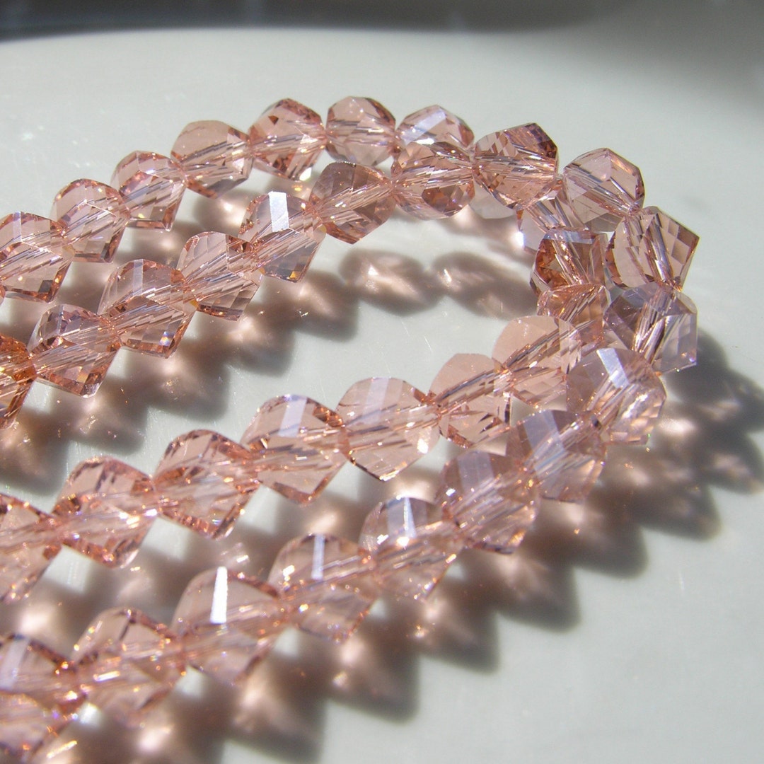 Pale Peach Pink Spiral Faceted Crystal Round Beads 10 - Etsy