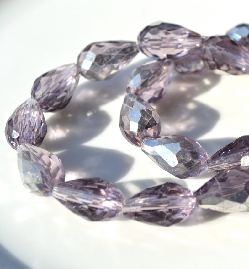 Violet Silver Long Drilled Faceted Crystal Drop Beads 6 - Etsy