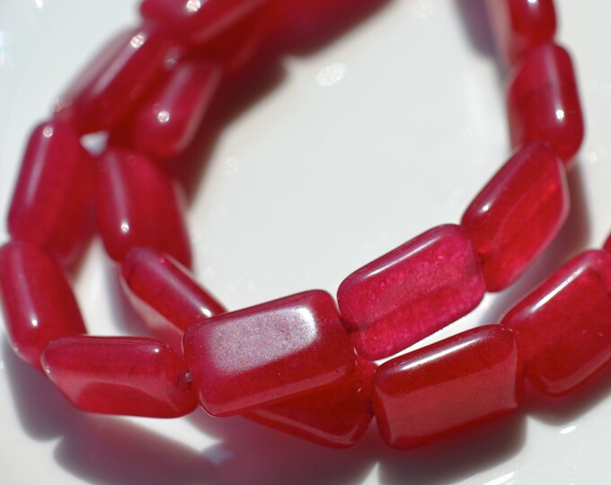 Juicy Red Dyed Jade Smooth Rectangle Beads FULL STRAND - Etsy