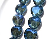 Large Faceted Crystal Midnight Blue Heart Beads 2 - Etsy