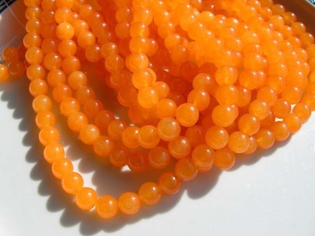 Orange Jade 6mm Round Beads FULL STRAND - Etsy