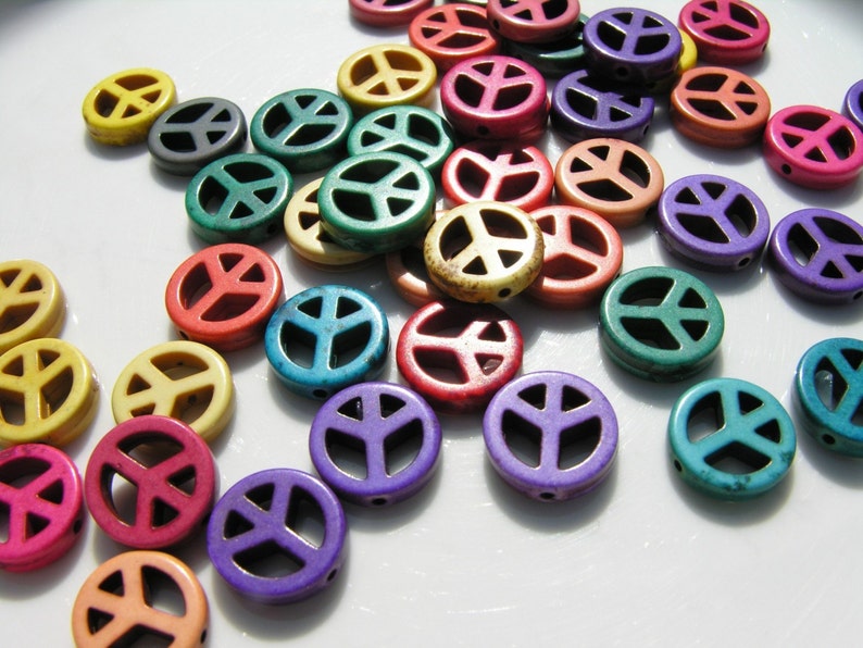 Colorful Turquoise Peace Sign Beads 6 - Etsy
